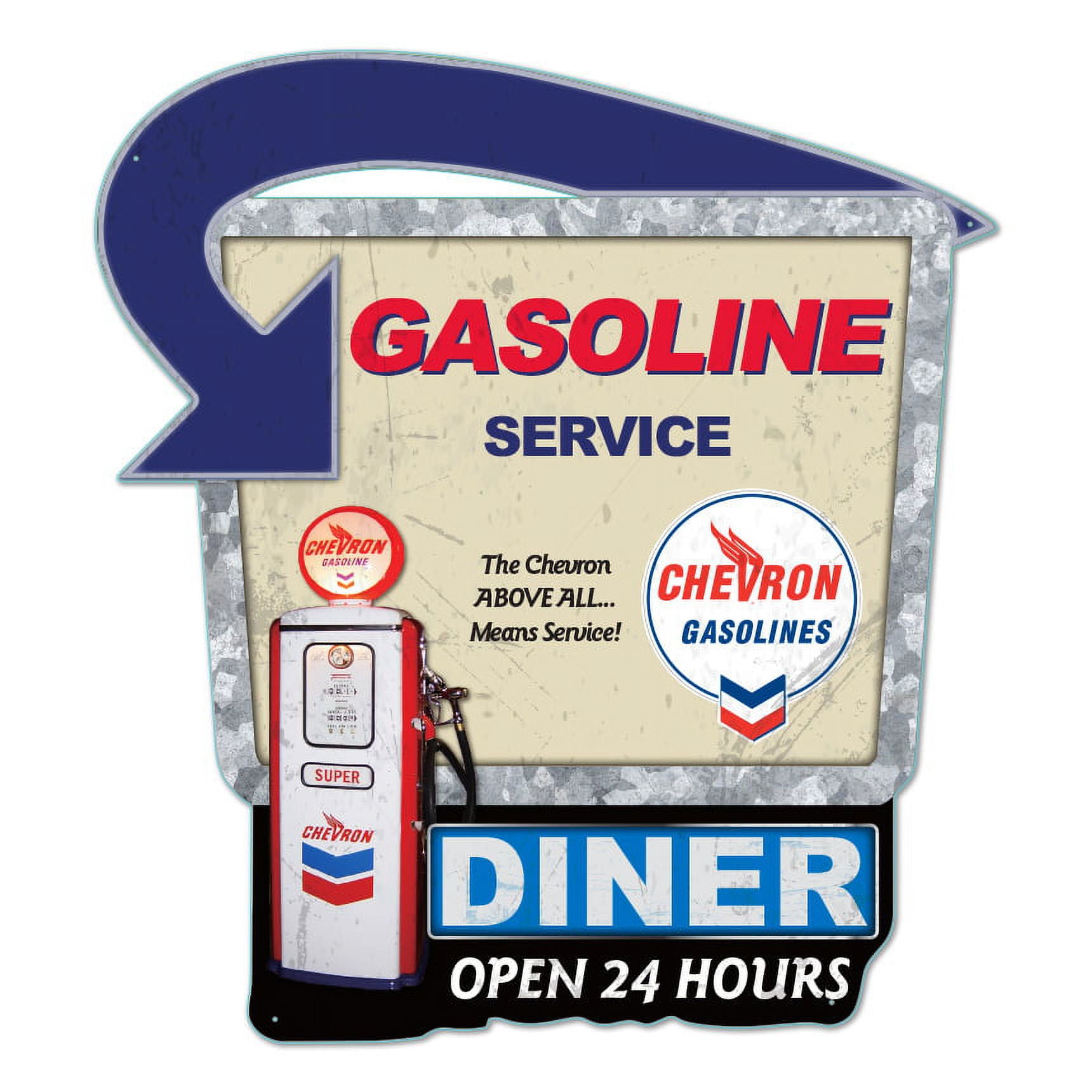 Gasoline Service Chevron Gasolines Design Die Cut Tin Sign - The ...