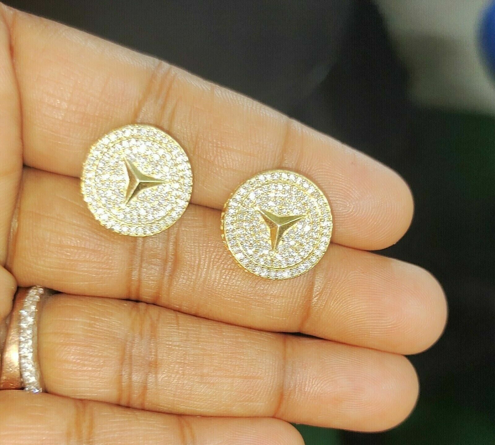 Gaspara Round Cut Lab Created Moissanite Mercedes Benz Logo Stud Women ...