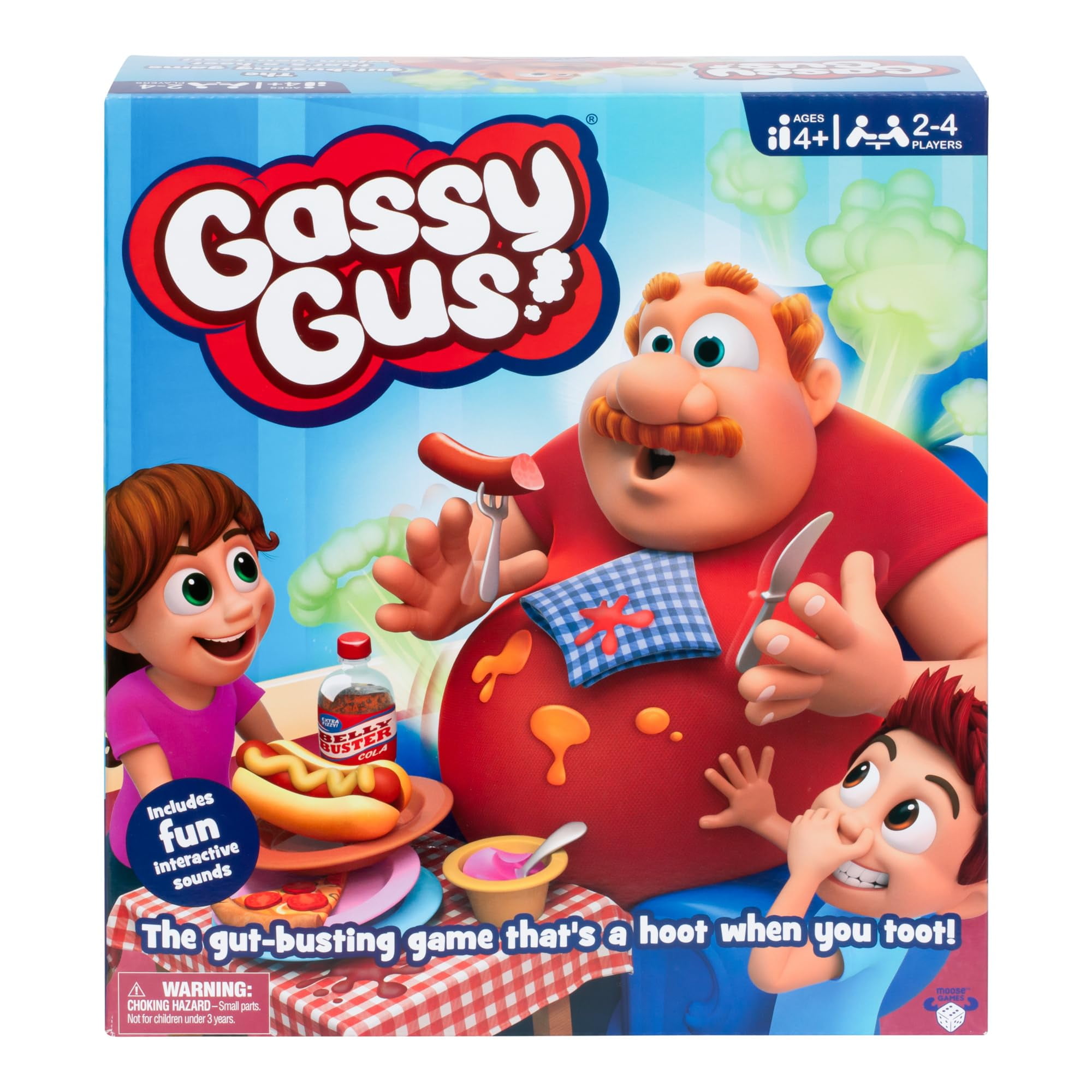 Gassy Gus, The interactive gut-busting game that's a when you toot! Feed Gus gassy foods, but ...