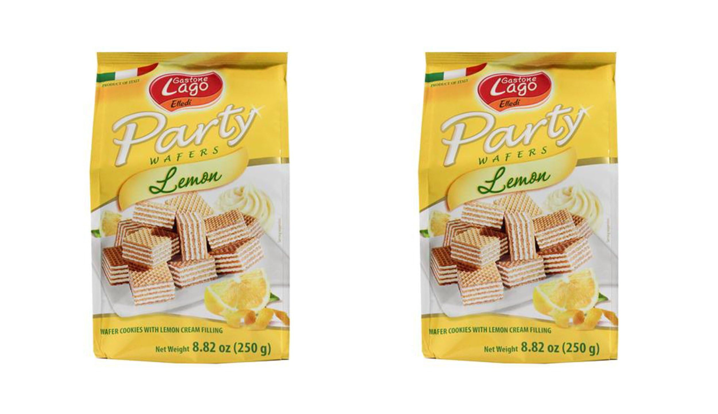 Gastone Lago Party Wafers Lemon Cream Filling 8.82 oz, 250g (Pack of 2 ...