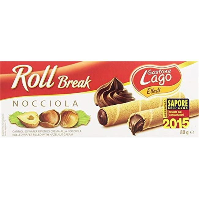Gastone Lago Roll Break Wafer Cannoli Nocciola Hazelnut Cream, 2.82 oz ...