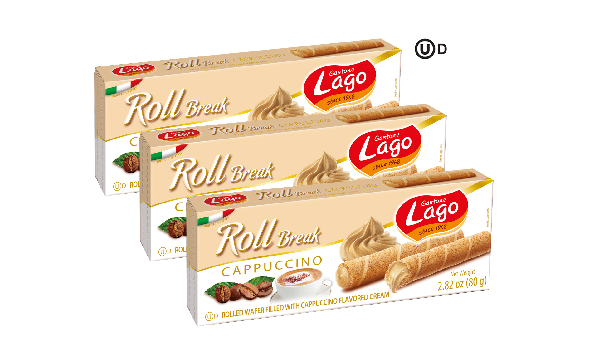 Gastone Largo Roll Break Cappuccino, Rolled Wafer Filled With ...