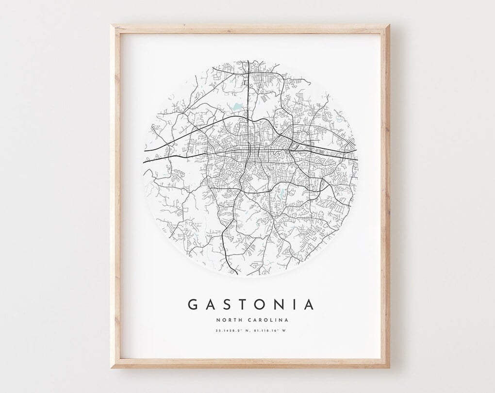 Gastonia Map Print, Gastonia Map Poster City Wall Art, Nc Road Map ...