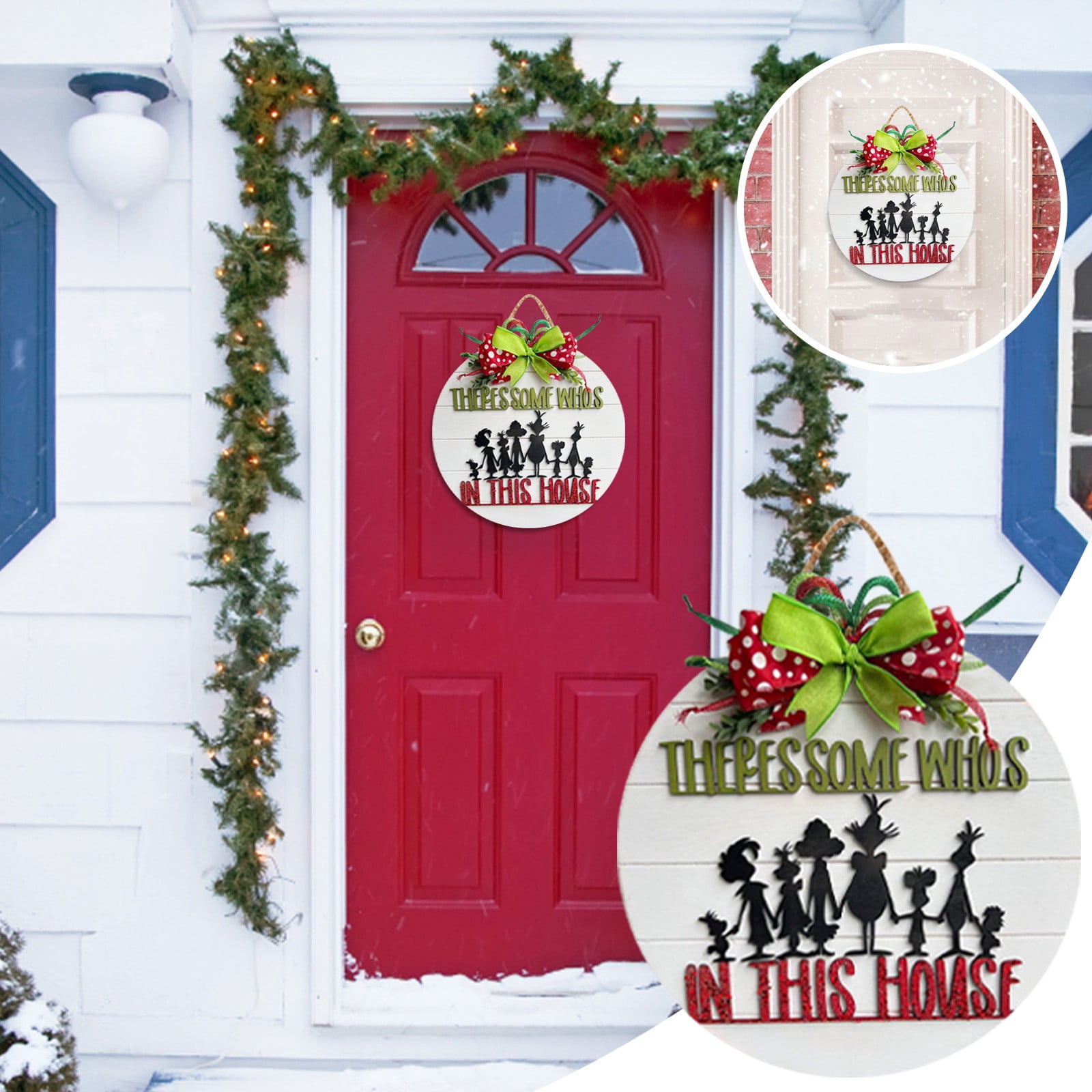 Lunuaoe Grinch Christmas Decorations Crazy Christmas Holiday Funny Door ...