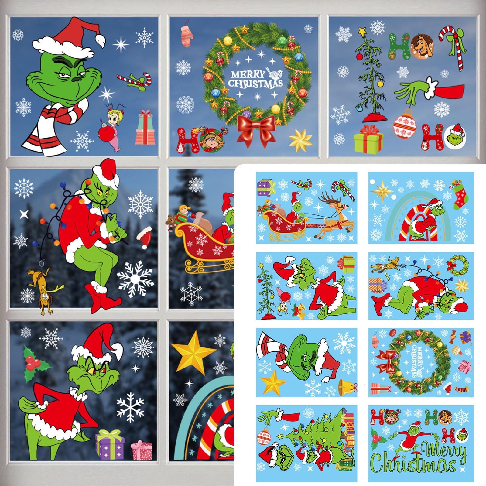 Hanas Grinch Christmas Decorations Christmas Stickers, Window Wall ...