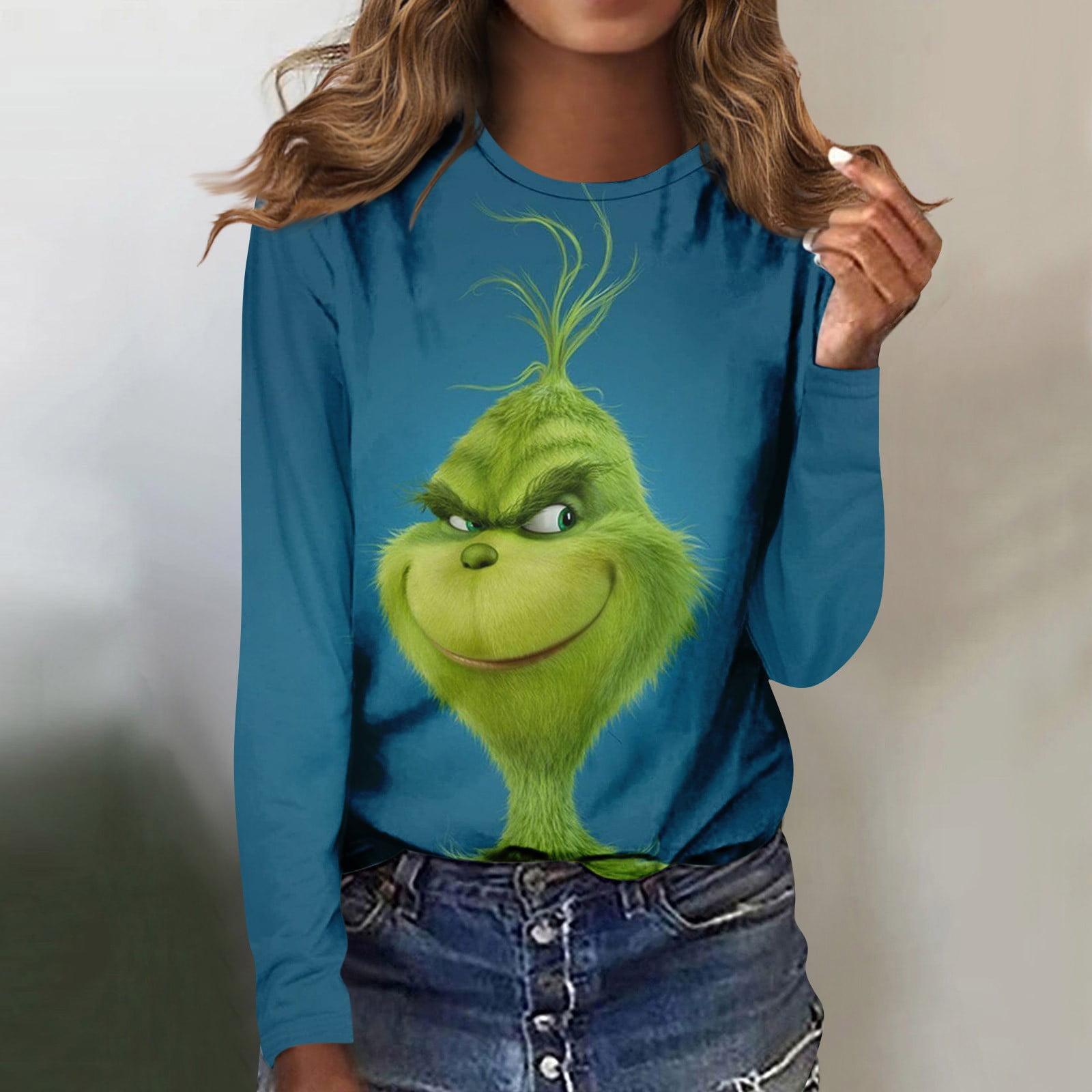 Gasue Grinch Christmas Sweater, Women's Fashion Casual Long Sleeve ...