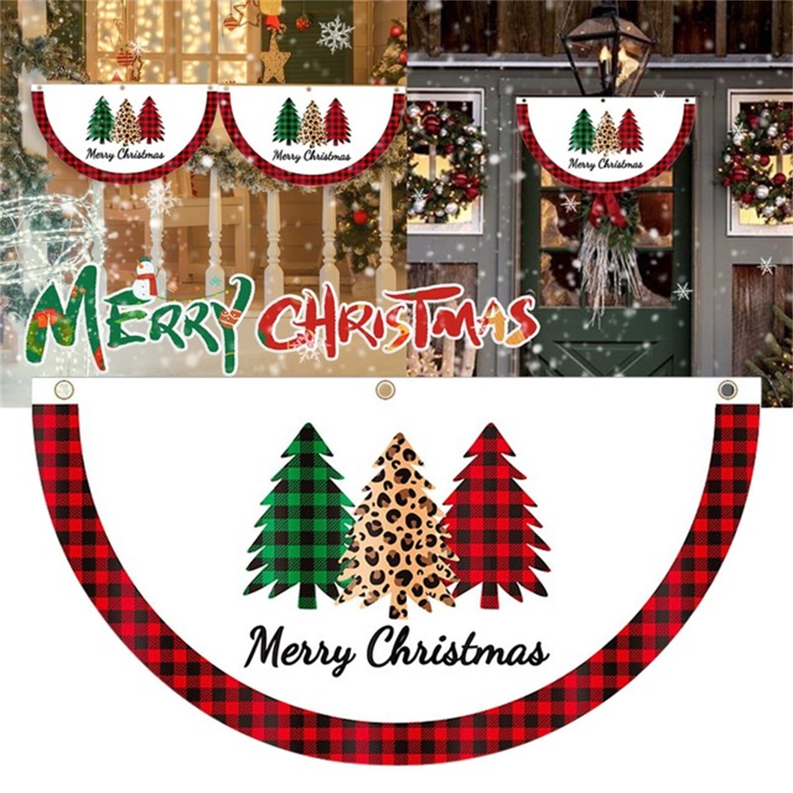 Lunuaoe Grinch Christmas Tree Decorations, Christmas Bunting Flags ...
