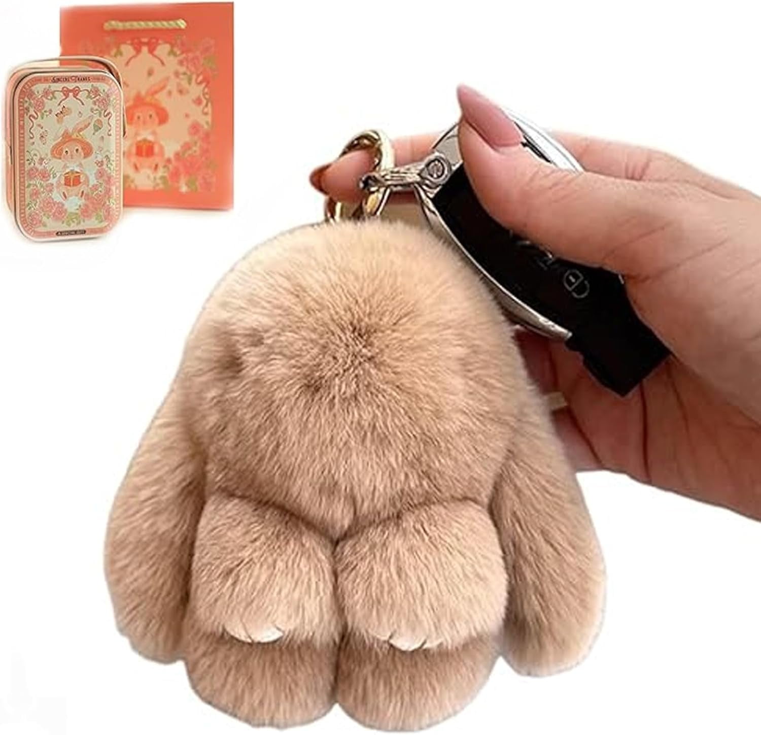 Gasue Handmade Soft Bunny PomPom-Charms Bunny Lulu Keychain, Cute ...