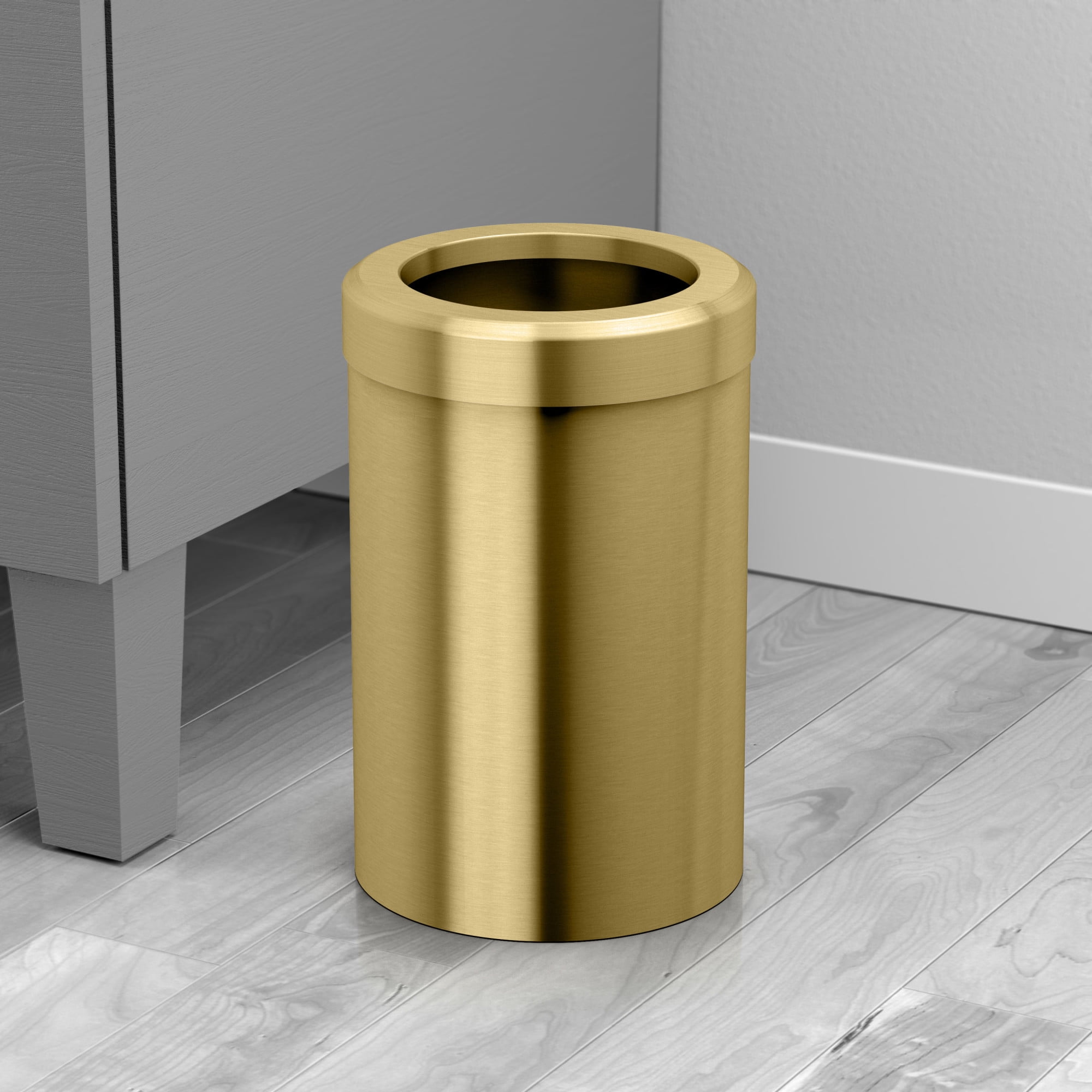 Gatco 1910 11.4 Liter Metal Free Standing Trash Can - Brass - Walmart.com