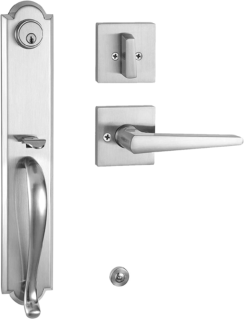 Gate Door Keyed Entry Door Handleset Brushed Nickel Finish,(Keyed ...