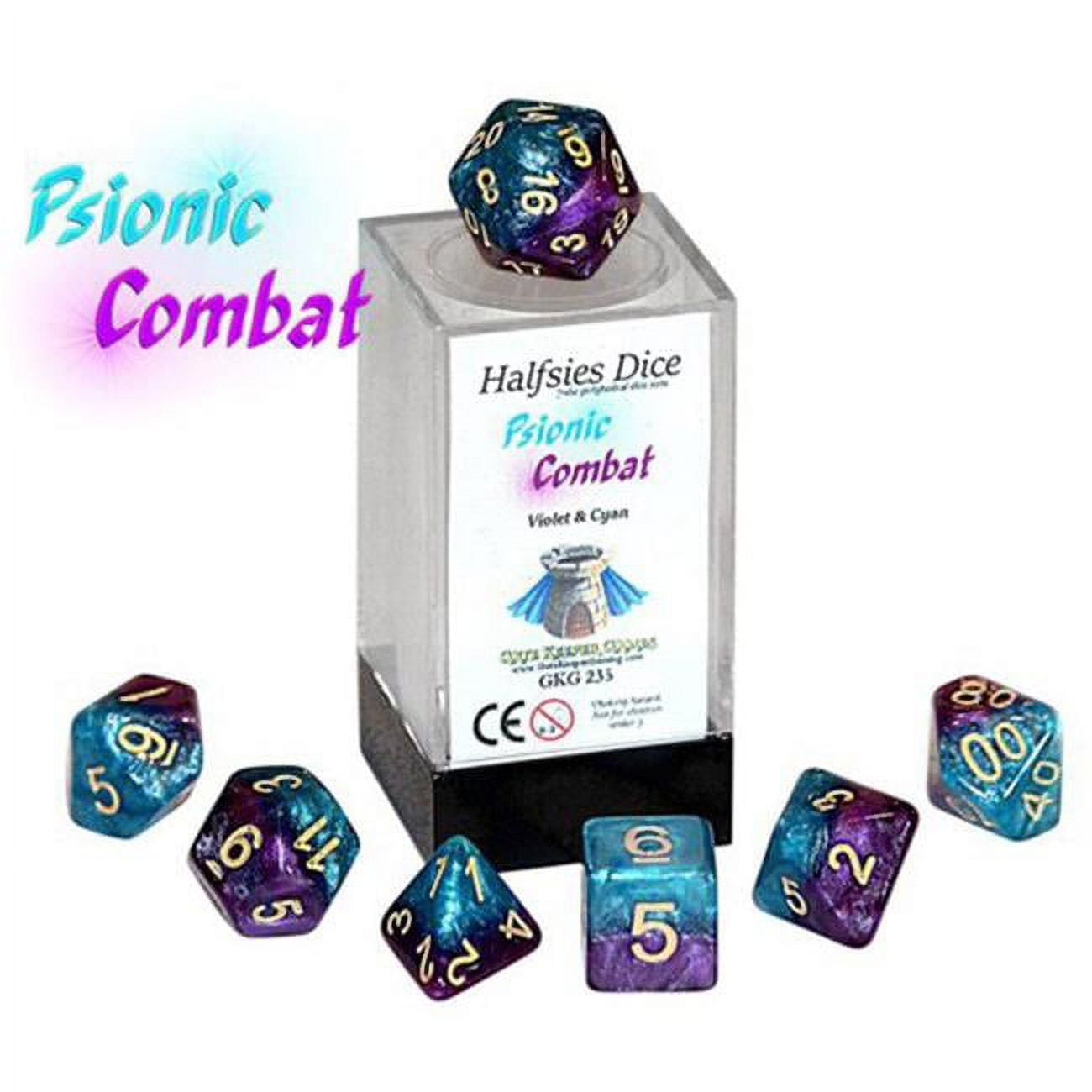 "Psionic Combat" Halfsies Dice - 7 die polyhedral rpg gaming dice set ...