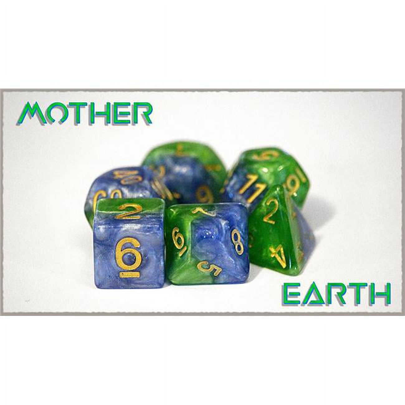 "Mother Earth" Halfsies Dice - 7 die polyhedral dice set - Land Green ...