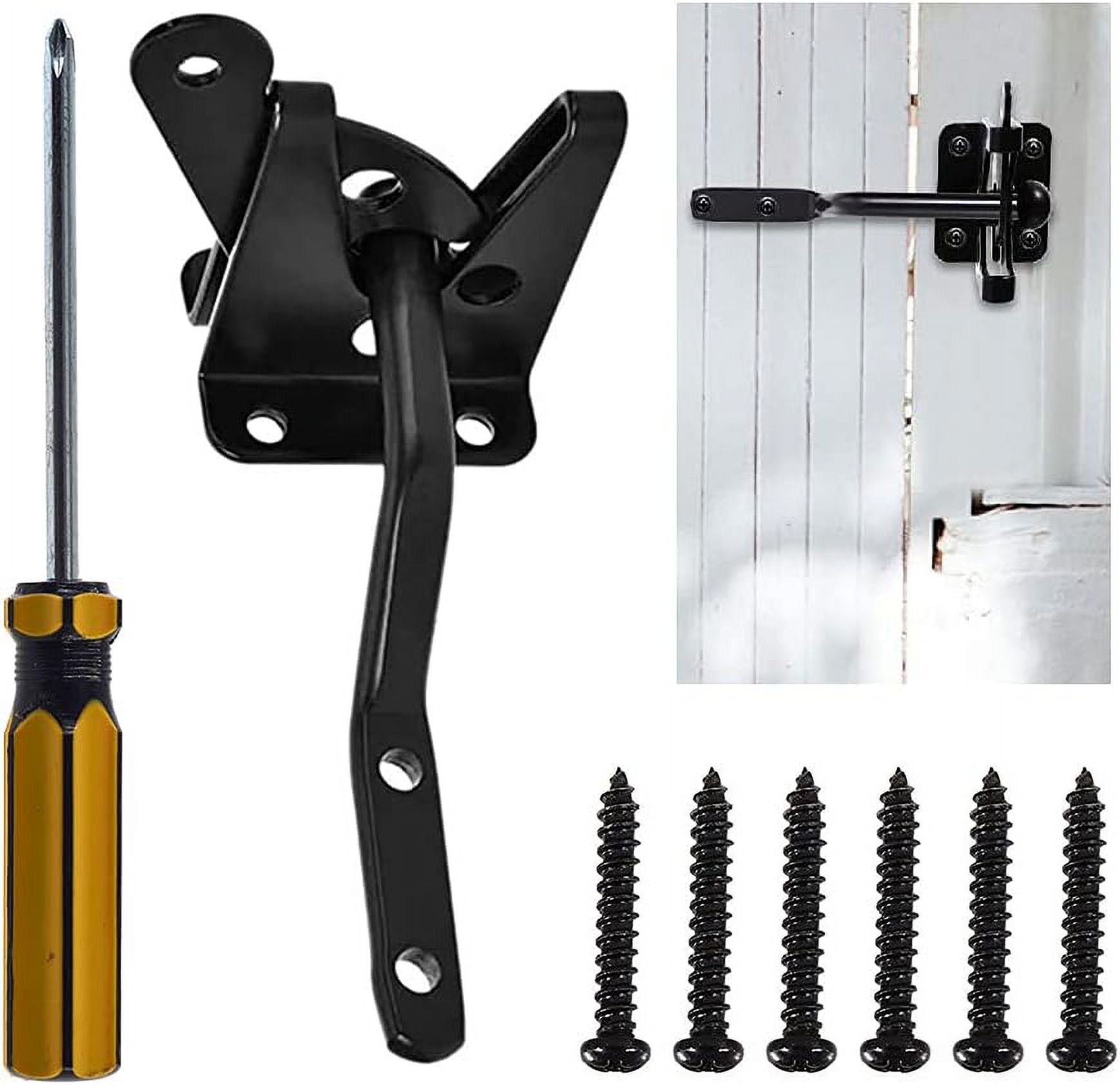 Gate Latch, Auto Gate Latch Black with Screws, Automatic Gravity Lever ...