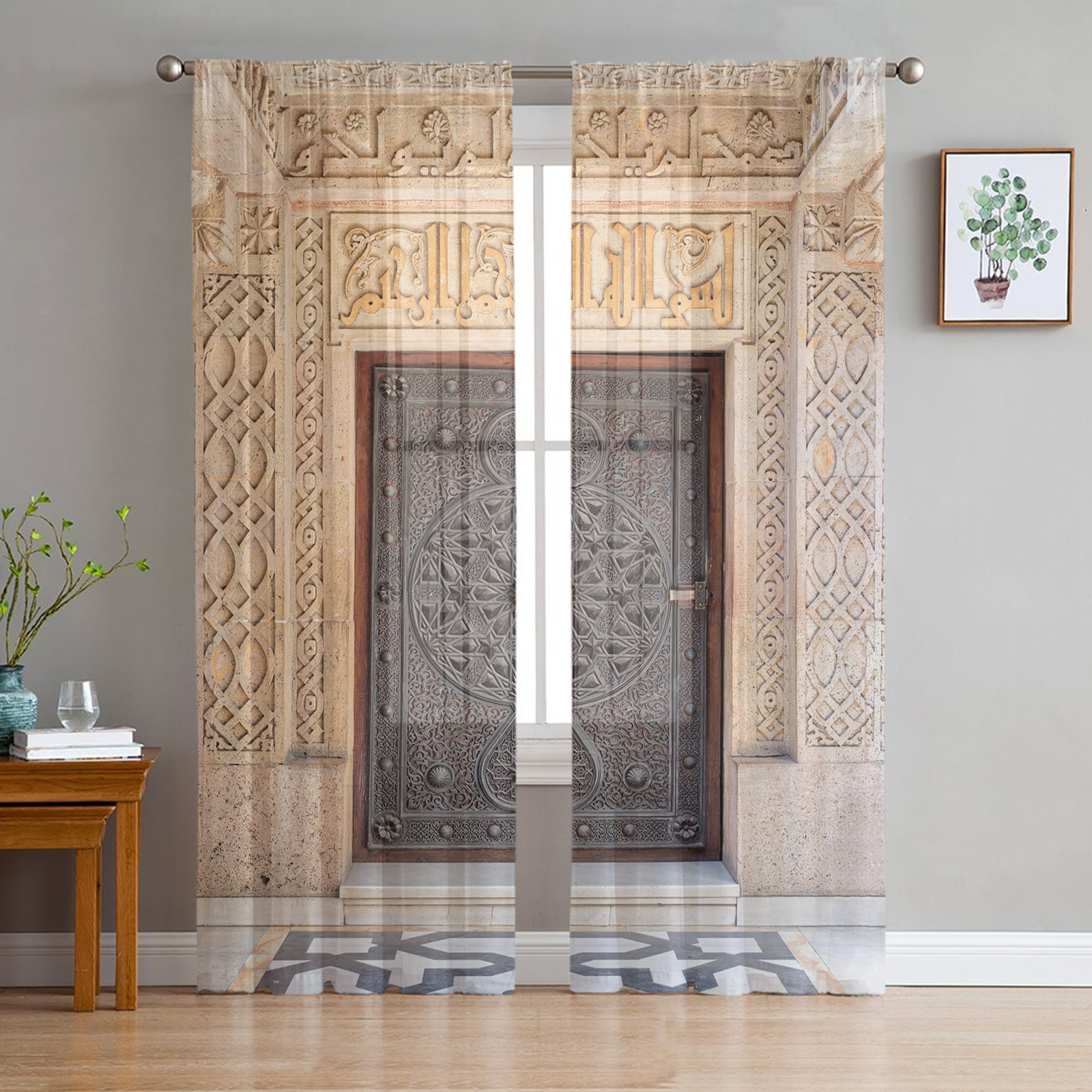 Gate Moroccan Door Sheer Curtains for Living Room Bedroom Kitchen Tulle ...