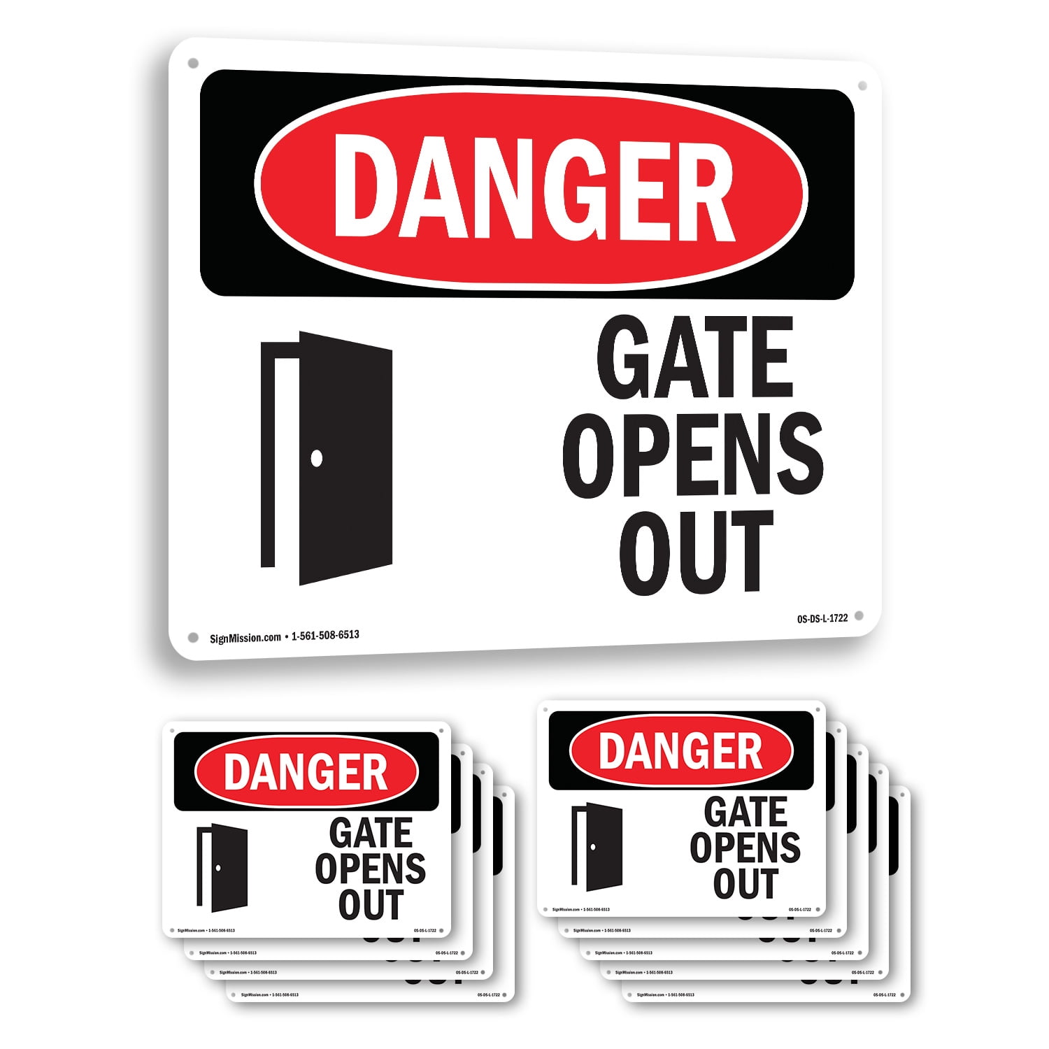 Gate Opens Out OSHA Danger Aluminum Sign 10 Inch x 7 Inch - 10 Pack ...