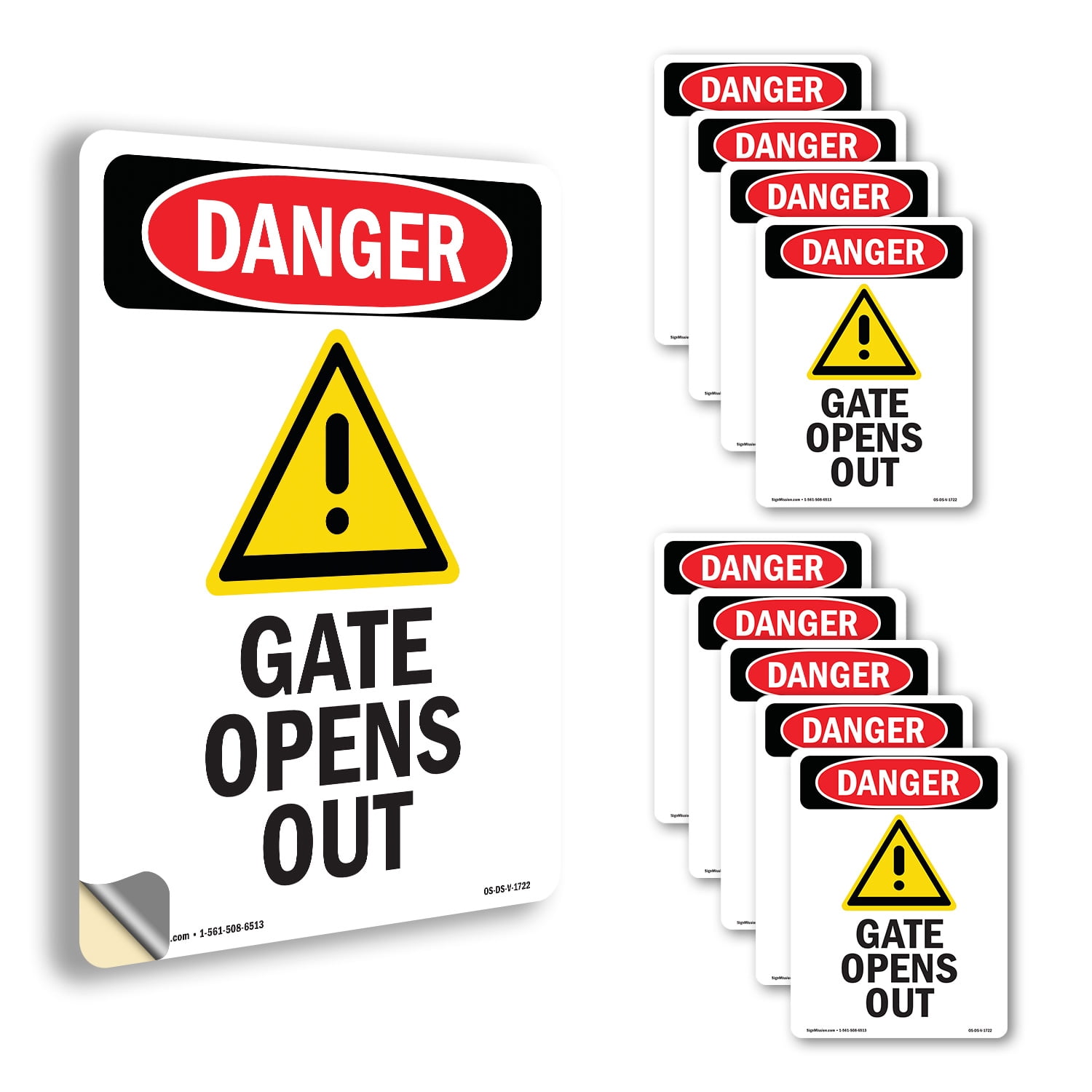 Gate Opens Out OSHA Danger Vinyl Decal Label 24 Inch x 18 Inch - 10 ...