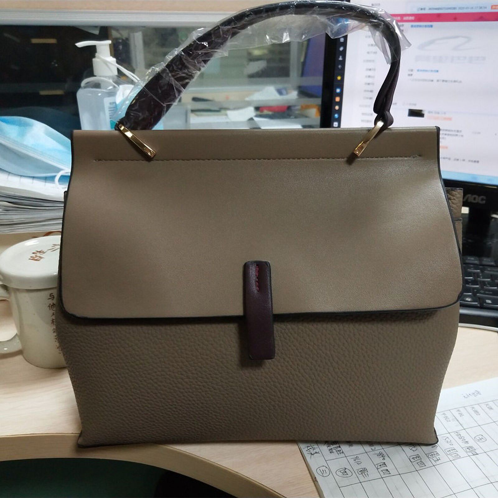 Gate leather bag leather women's bag niche design underarian bag ...