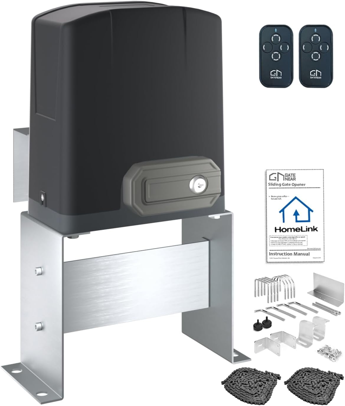 GateNear Automatic Sliding Gate Opener, Compatible with HomeLink, up to ...