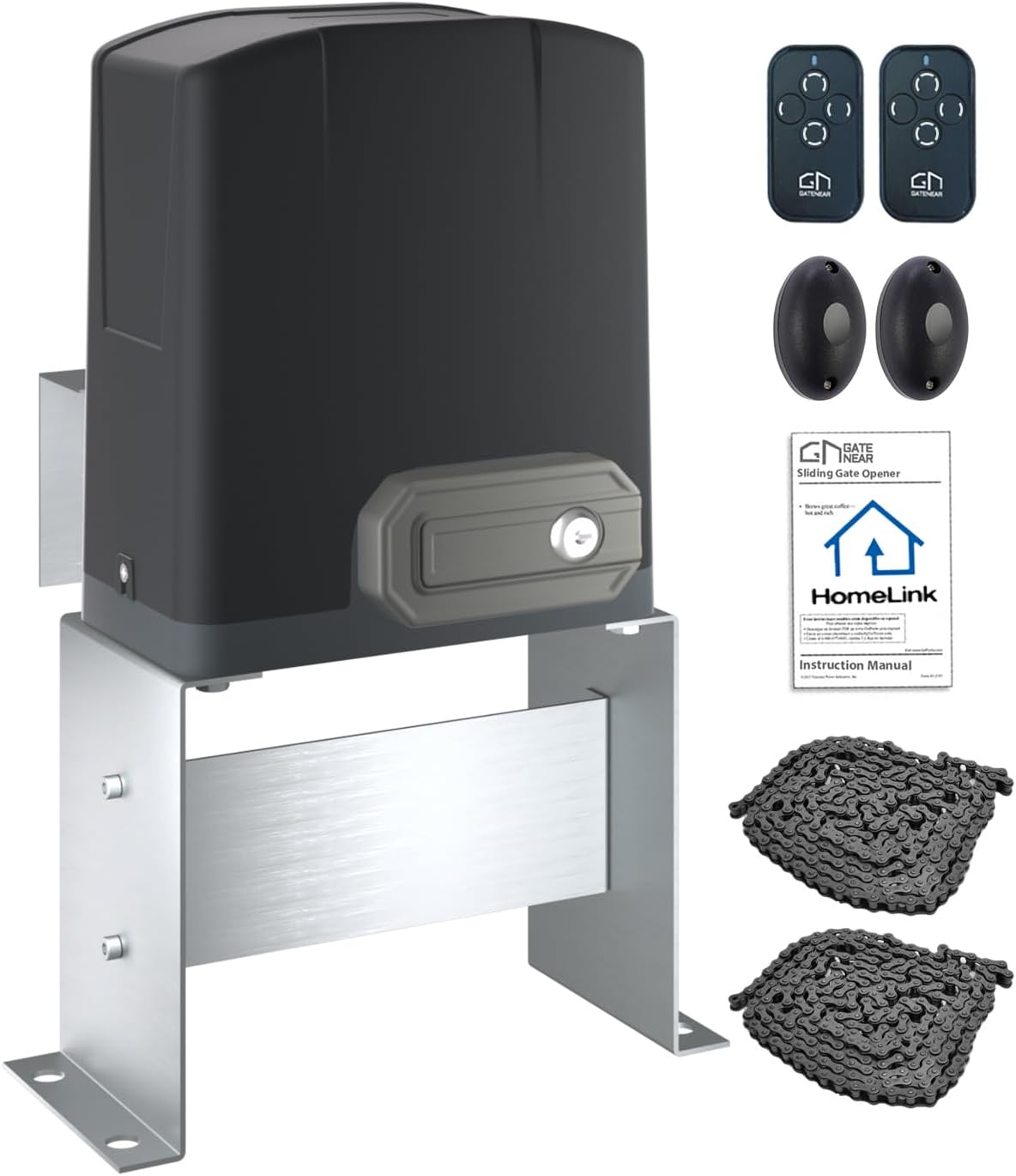 GateNear Automatic Sliding Gate Opener, Compatible with HomeLink, up to ...