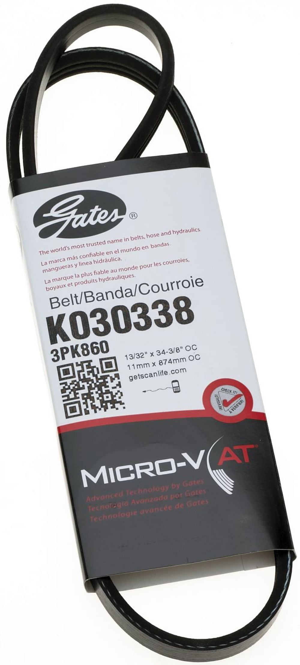 Gates K030338 Serpentine Belt Fits select: 2004-2009 TOYOTA PRIUS ...