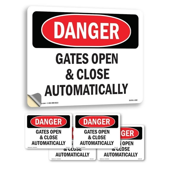 Gates Open And Close Automatically OSHA Danger Vinyl Decal Label 24 ...
