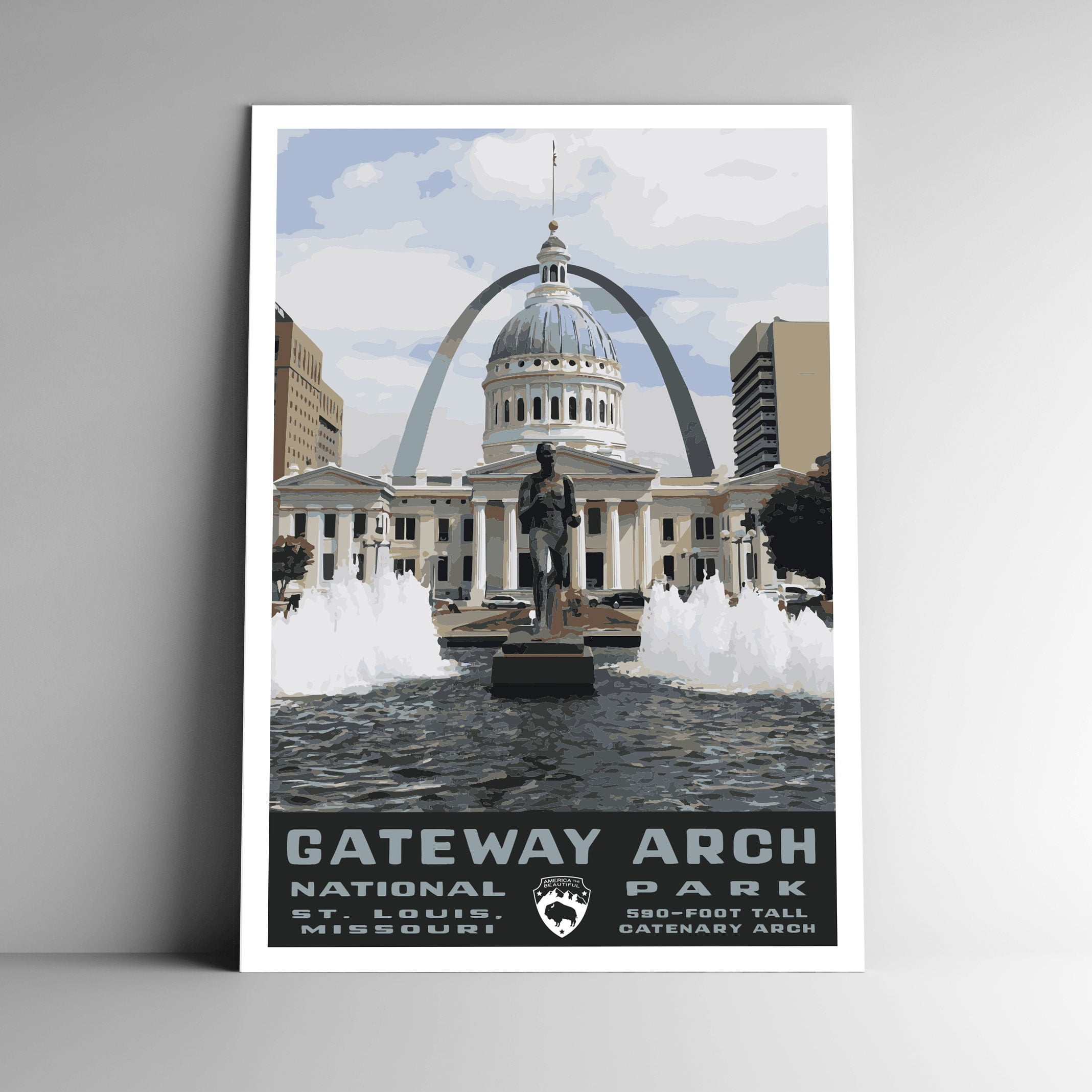 Gateway Arch National Park Vintage Travel Poster / Postcard WPA Style ...