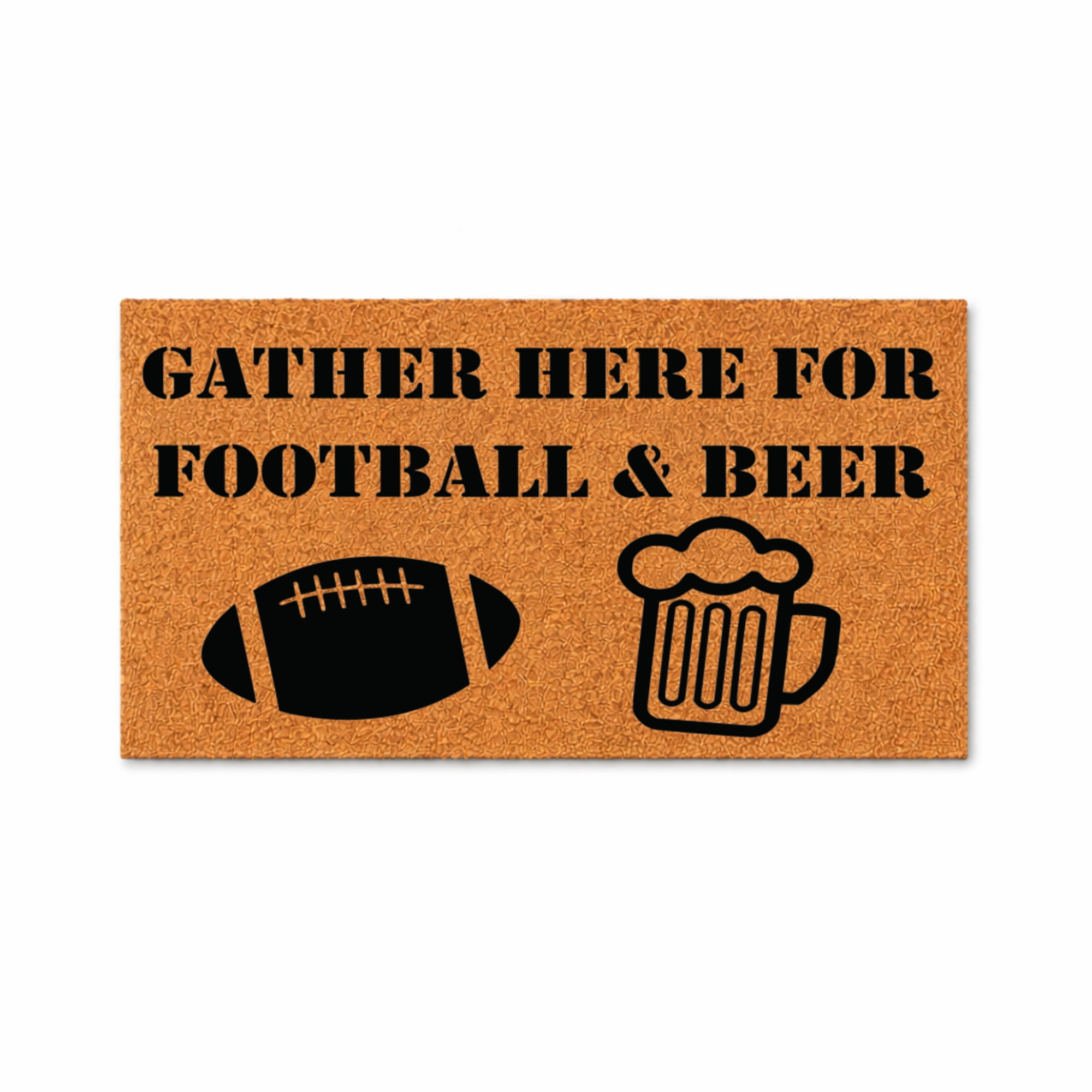 Gather Here for Football & Beer Doormat, Coir Front Door Mat, Funny ...
