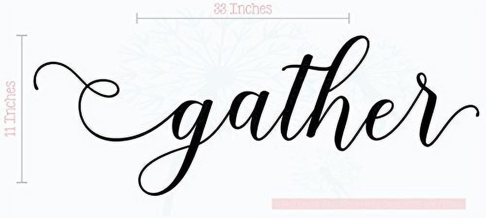 Gather Handwritten Font Vinyl Lettering Wall Decal Stickers 33x11-Inch ...