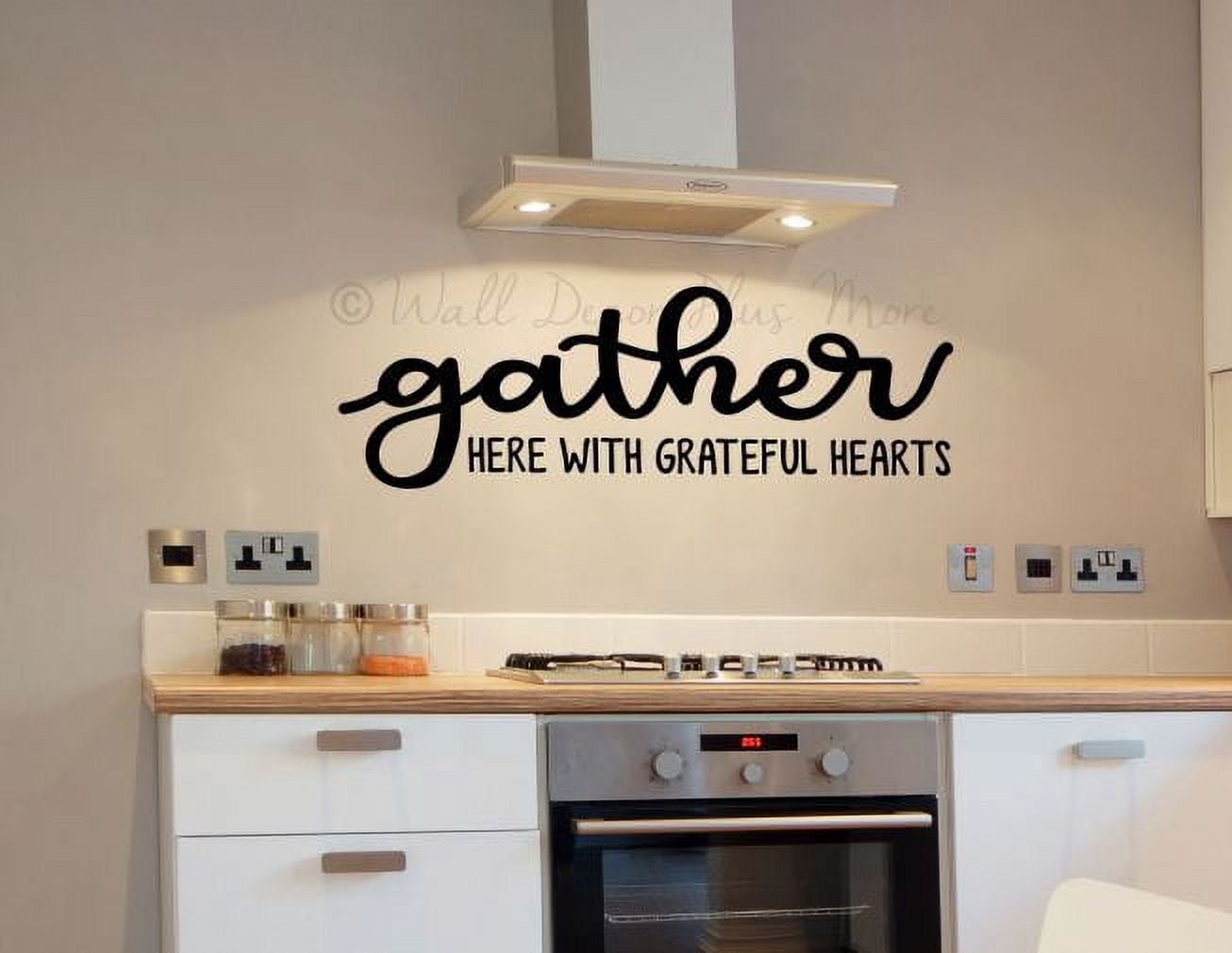 Gather Here With Grateful Hearts Kitchen Wall Decal Sticker Quote Vinyl ...