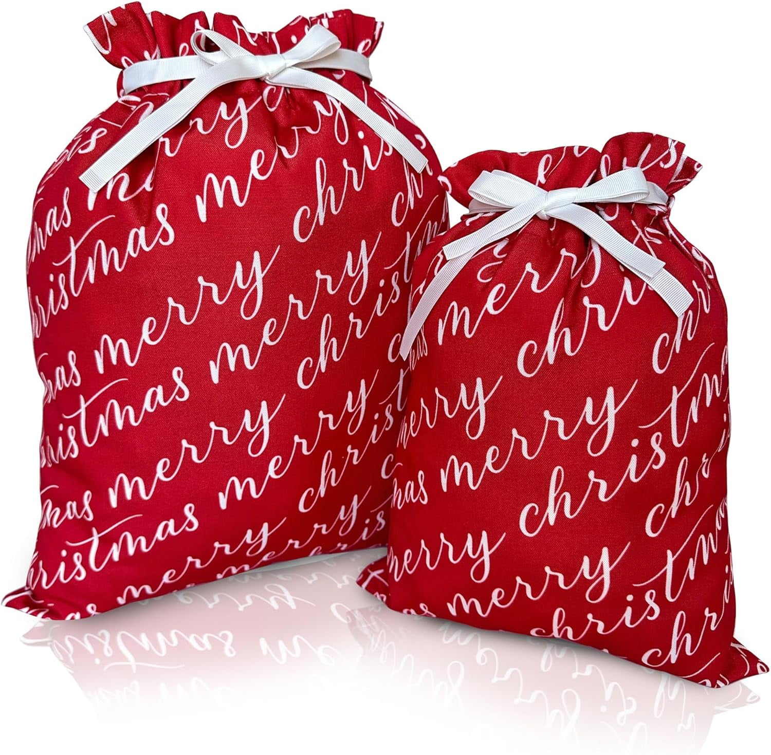 Gather & Knot Drawstring Christmas Gift Bags | 20" Large 16" Medium ...