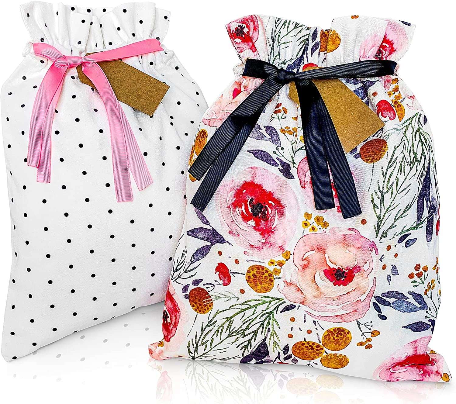 Gather & Knot 16" Canvas Gift Bags | Reusable | All Occasion | Pink ...