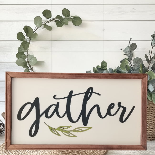 Gather Sign Farmhouse Wall Decor Fixer Upper Sign Wooden Wood Framed ...
