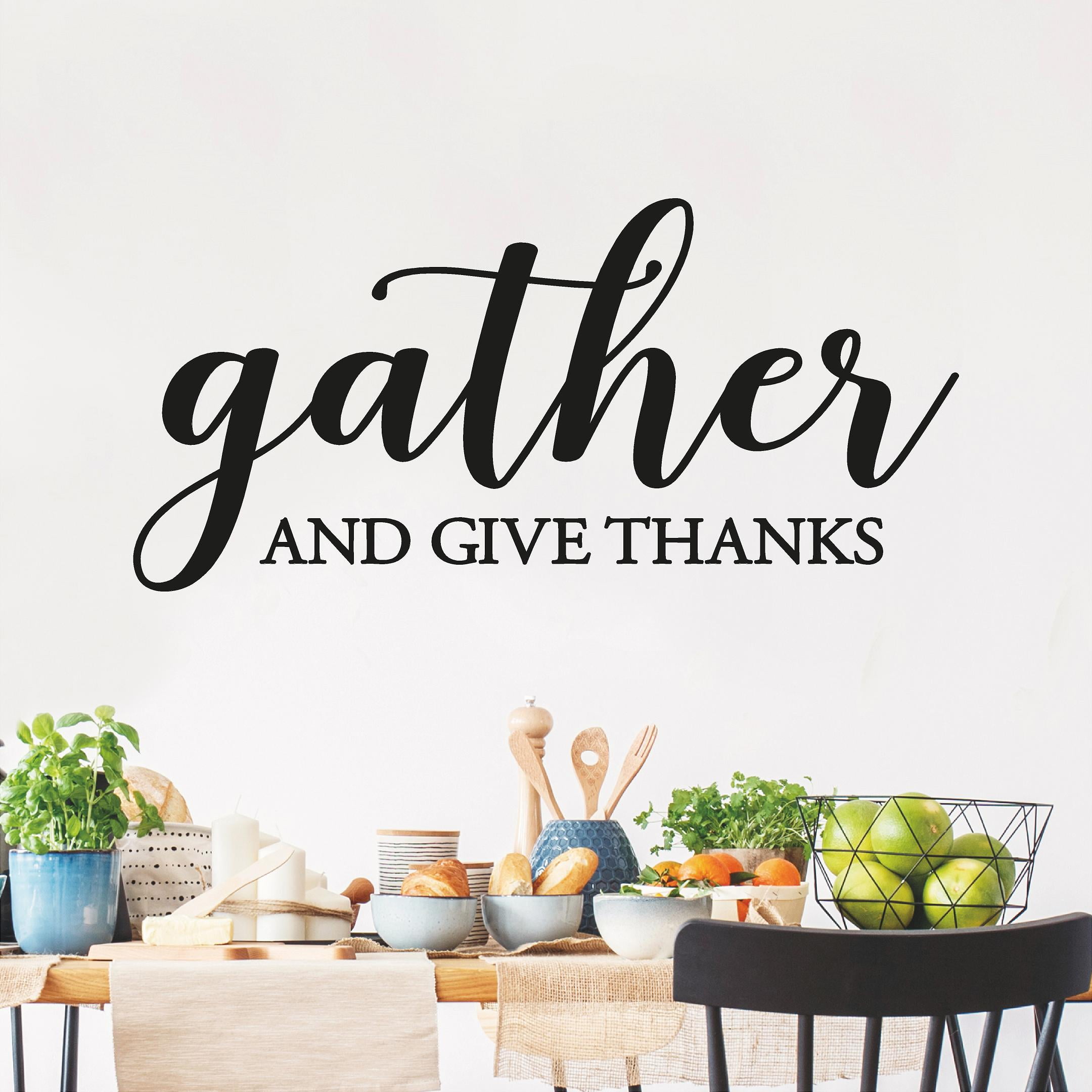 Gather and Give Thanks Autumn Thanksgiving Fall Decals and Decor Vinyl ...