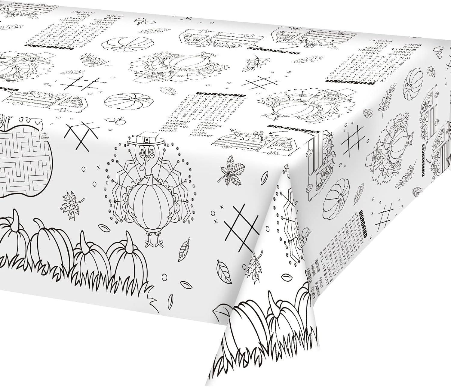 Gatherfun Disposable Fall Thanksgiving Color-in Paper Tablecloth ...