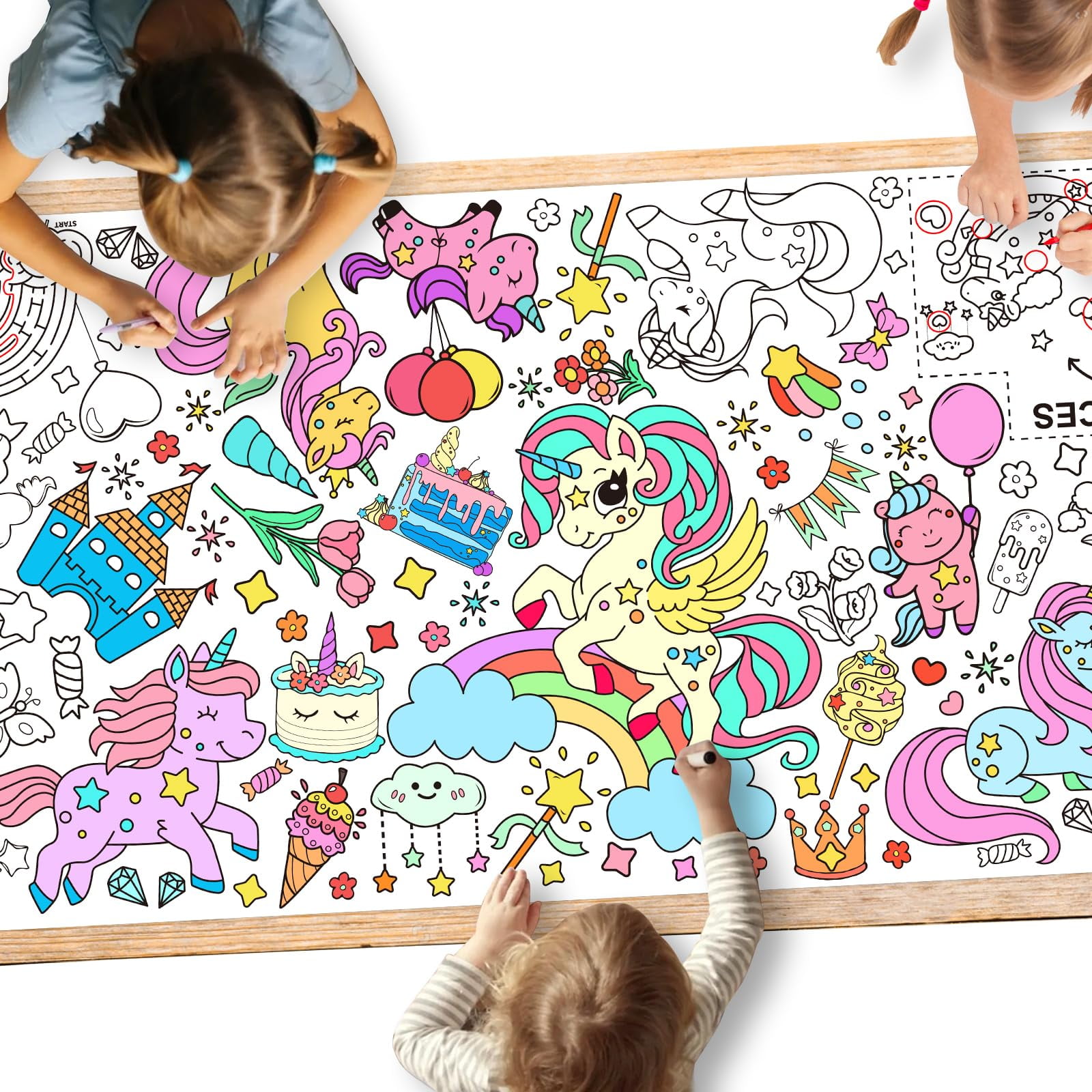Gatherfun Unicorns Birthday Party Giant Coloring Poster - 31.5X Inches ...