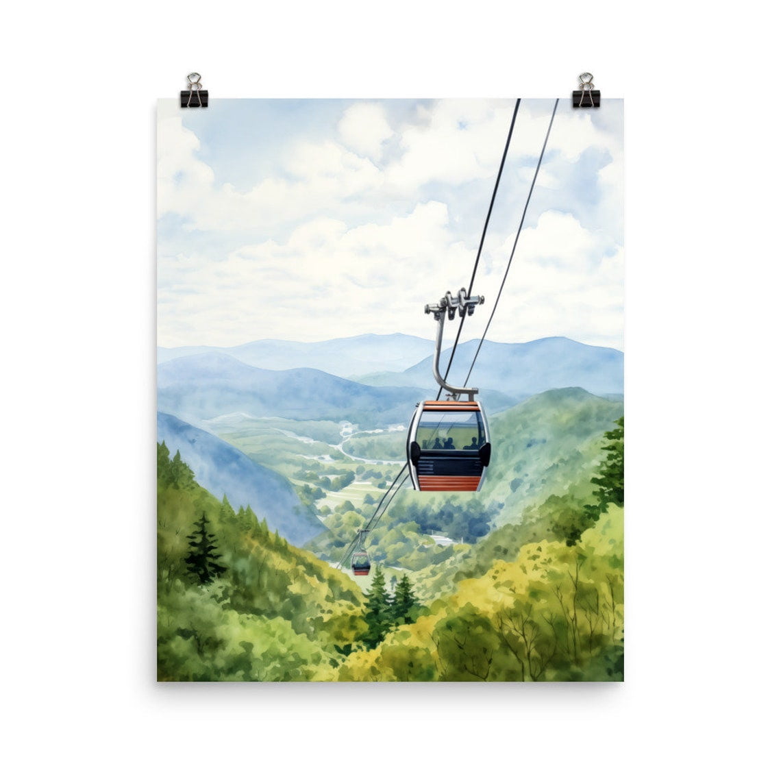 Gatlinburg Print, Smoky Mountains Gondola Wall Art, Tennessee Landscape ...