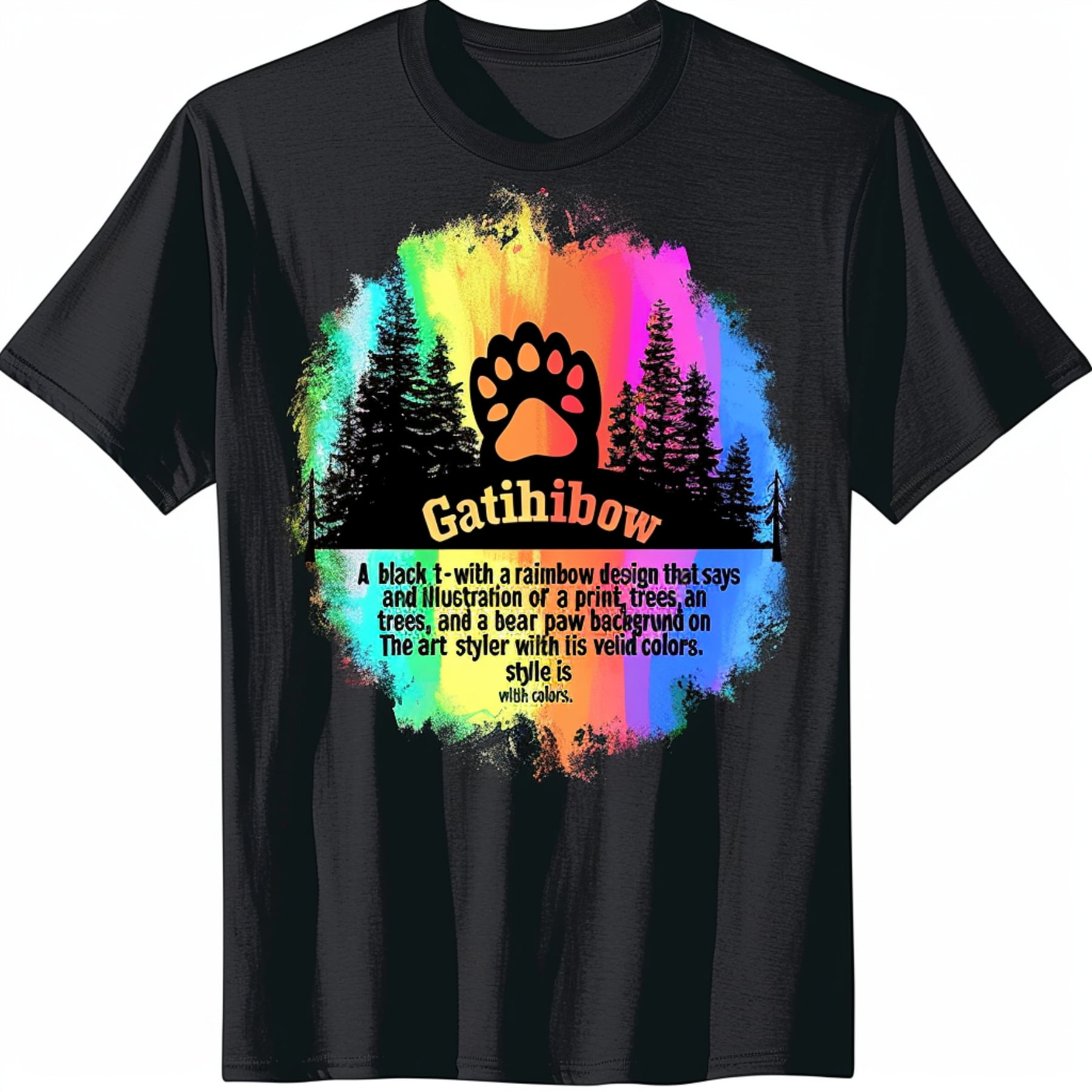 Gatlinburg UNITY Black TShirt: Vibrant Rainbow Trees Majestic Brown ...