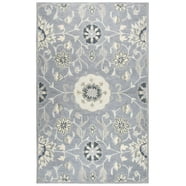 Gatney Rugs Midtown Area Rug CHS107 Gray/Teal Rings Petals 5' 3" x 7' 6 ...