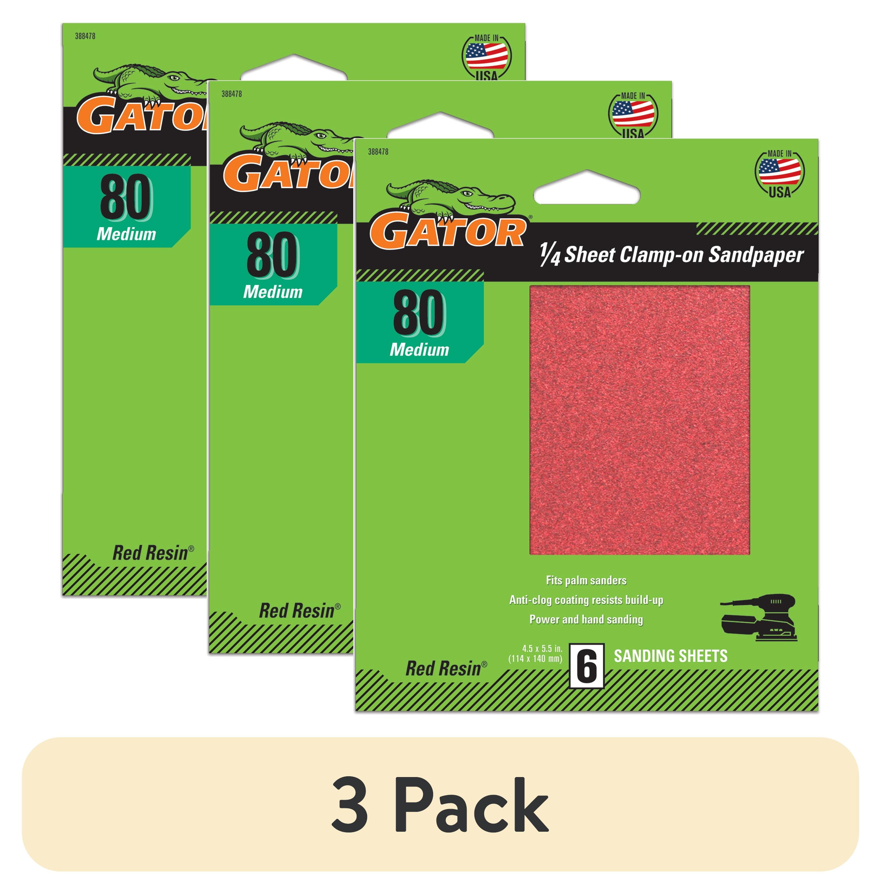 (3 pack) Gator 1/4 in 80 Grit Red Resin Sandpaper, 6 Pack - Walmart.com