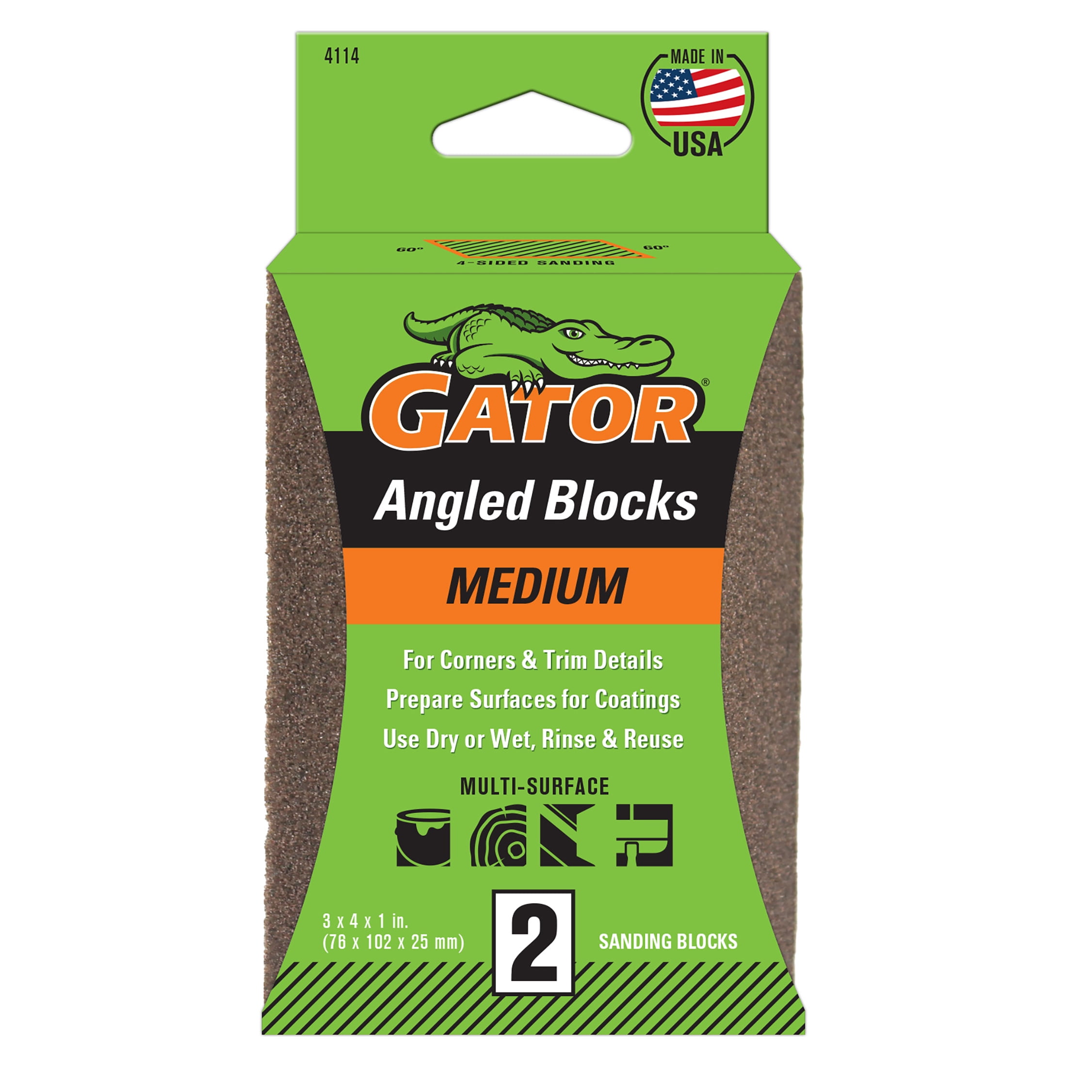 Gator 2-5/8x4 Double Angled Sponge Medium, 2 Pack - Walmart.com