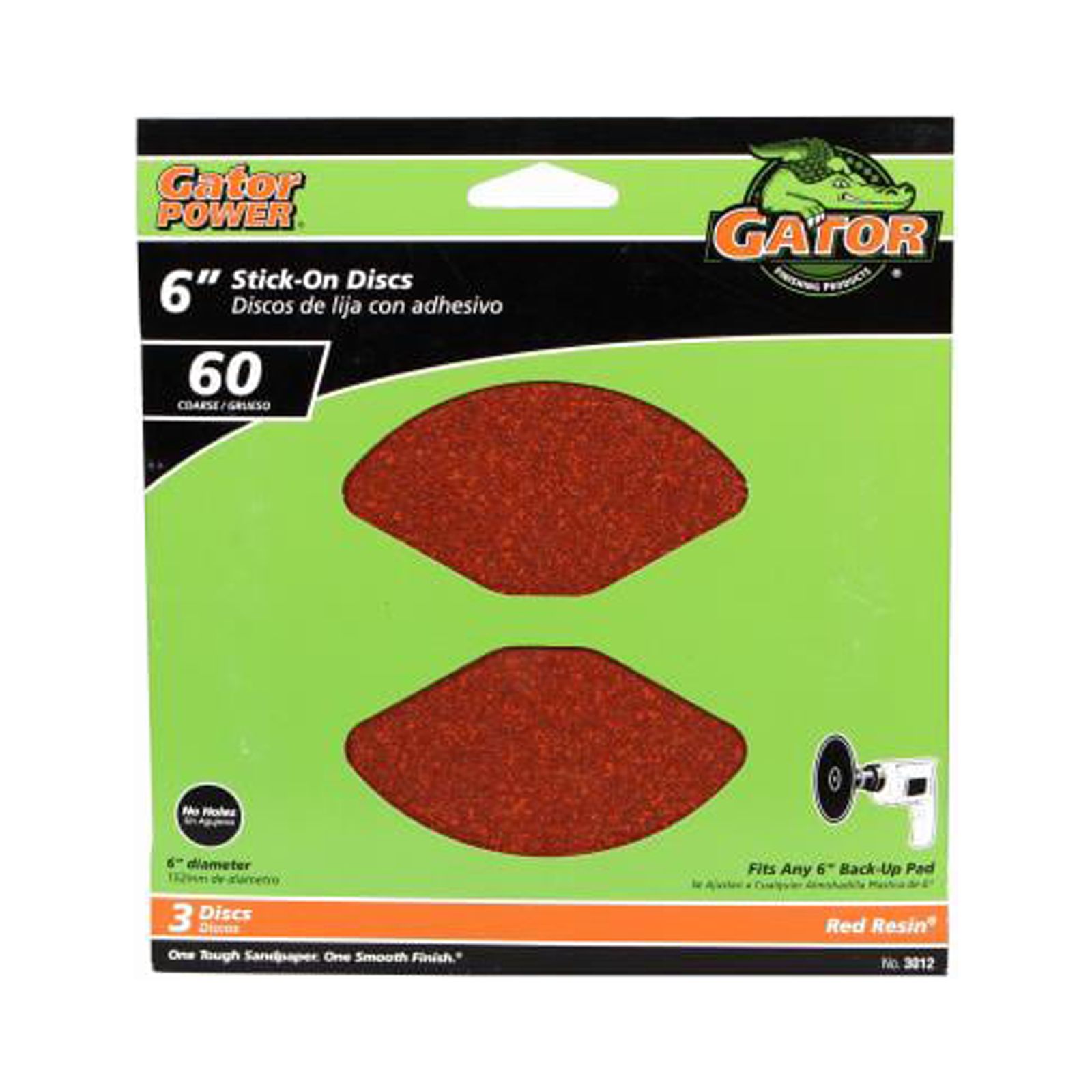 Gator 3012 Sanding Discs, Aluminum Oxide, 60-Grit, 6 In., 3-Pk ...