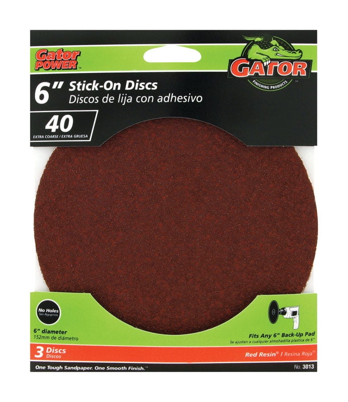 Gator 3013 Sanding Disc, 6 in Dia, 40 Grit, Extra Coarse, Aluminum ...