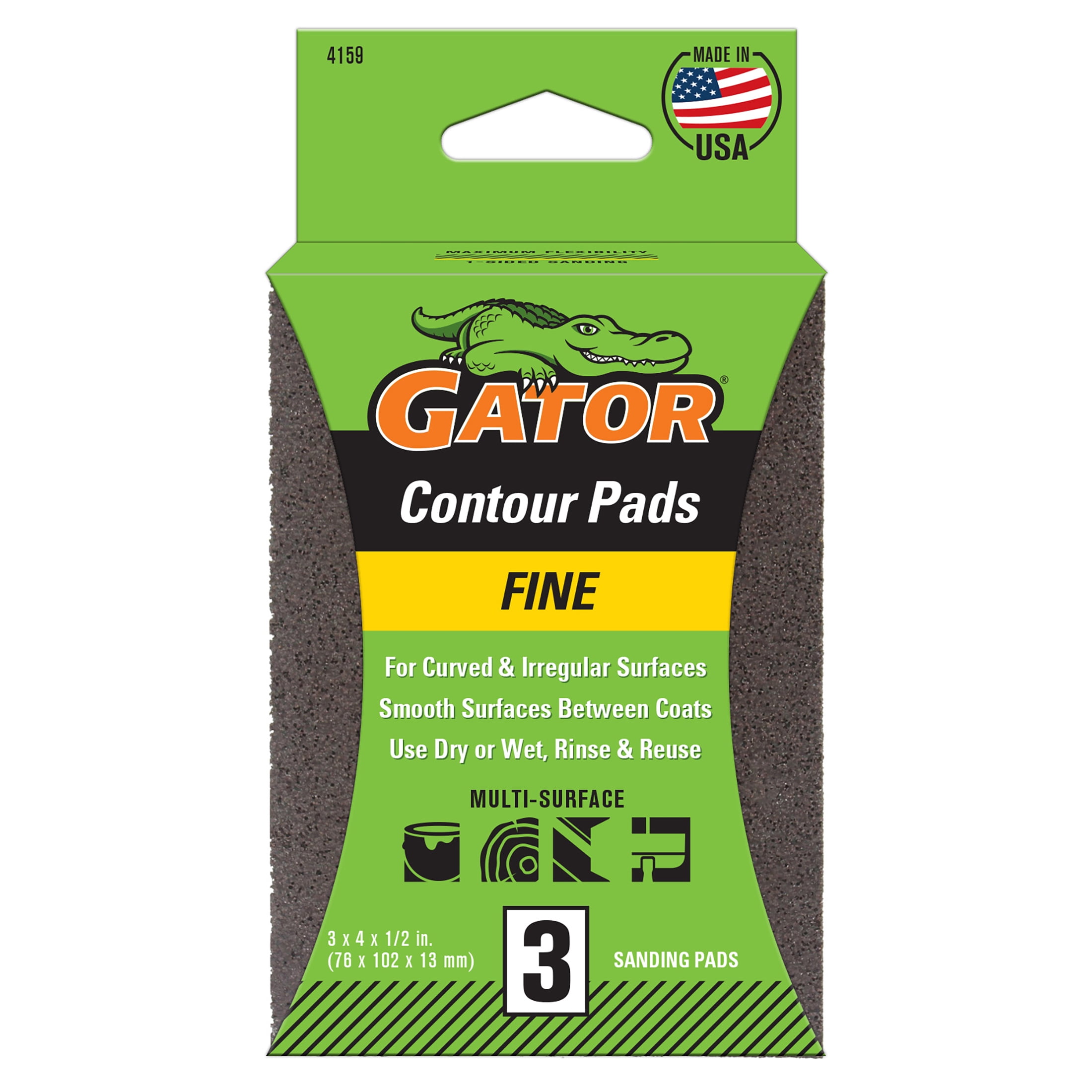 Gator 3x4 1-Sided Sanding Pad Fine, 3 Pack - Walmart.com