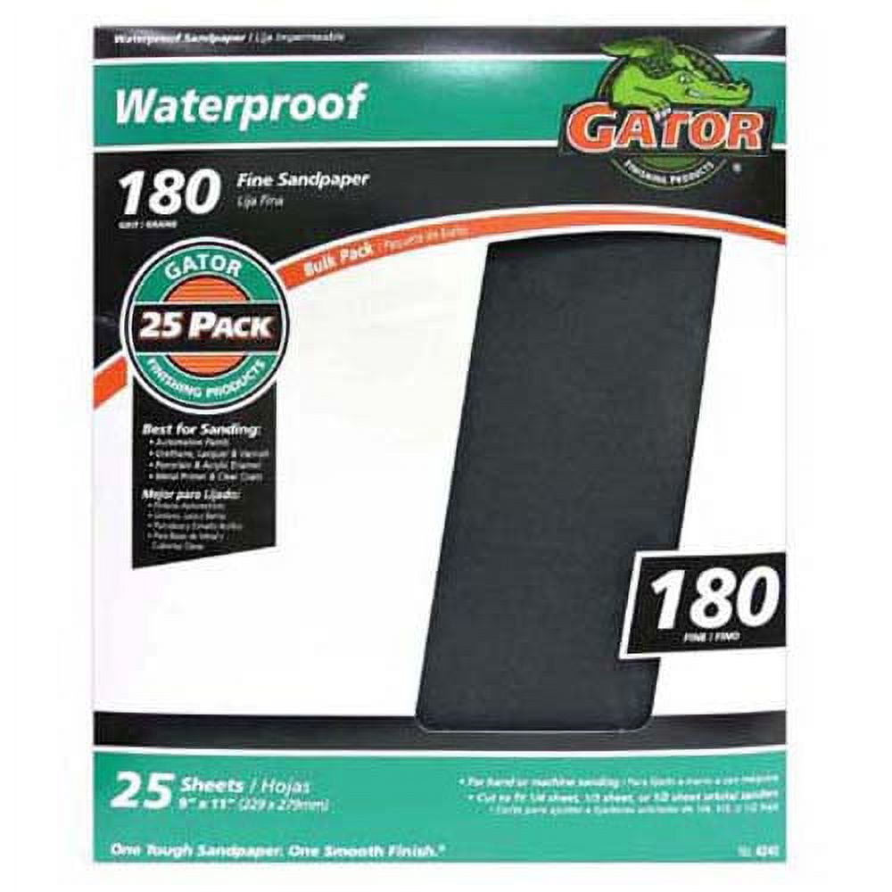 Gator 4242Waterproof Sanding Sheet, 180 Grit, 9" x 11", Each - Walmart.com