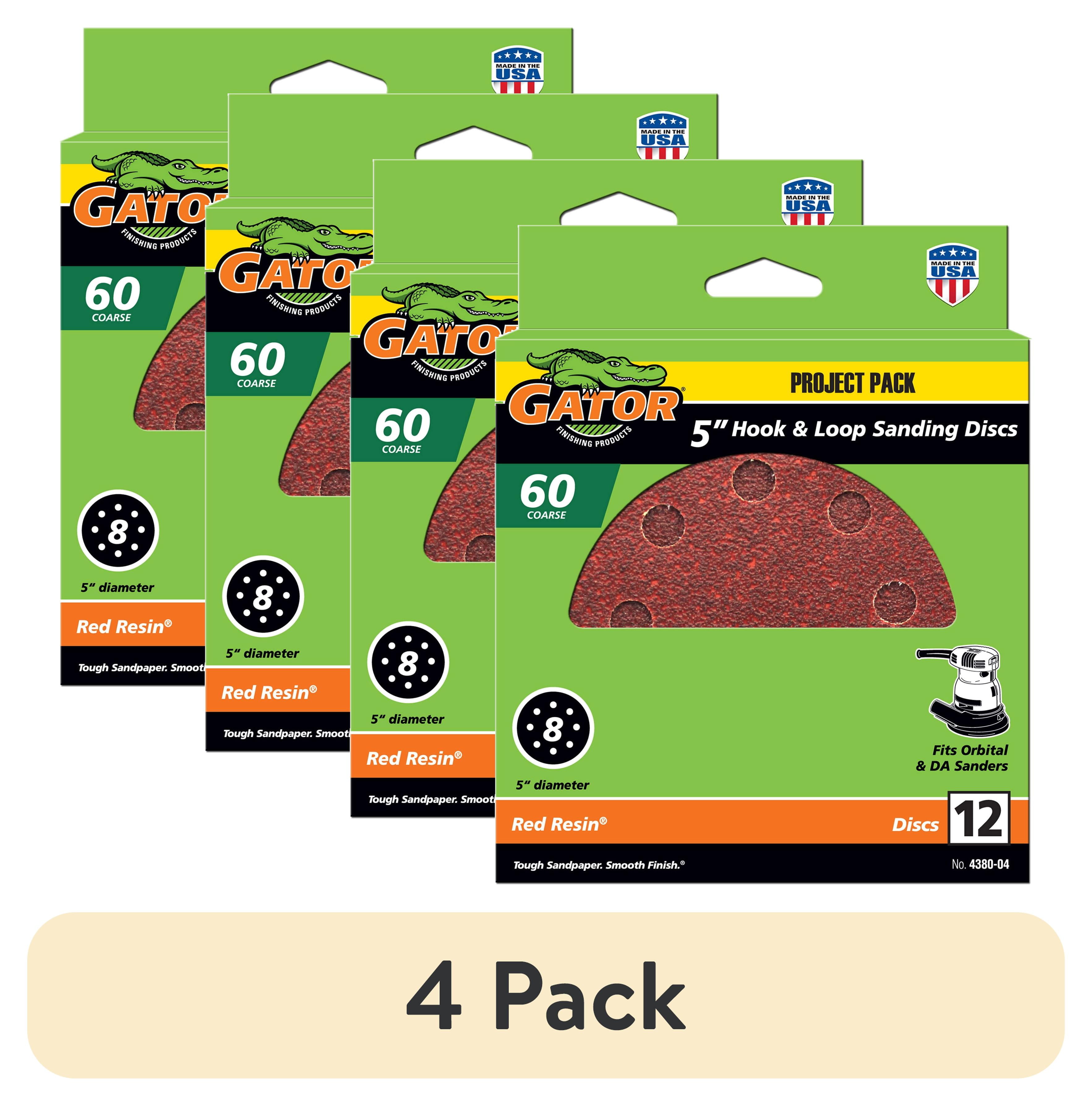 (4 pack) Gator 5-Inch 8-Hole Red Resin Hook and Loop Sanding Discs, 60 ...