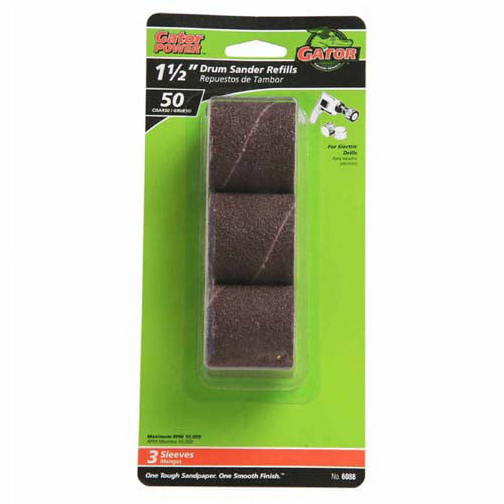 Gator 6088 Sanding Drum Kit, 50 Grit, 1-1/2" x 1-1/2", Each - Walmart.com