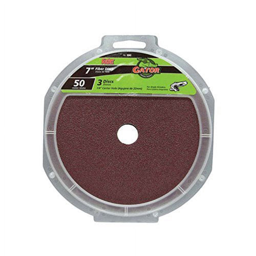 Gator 7 in. Aluminum Oxide Center Mount Fiber Disc 50 Grit Coarse 3 pk ...
