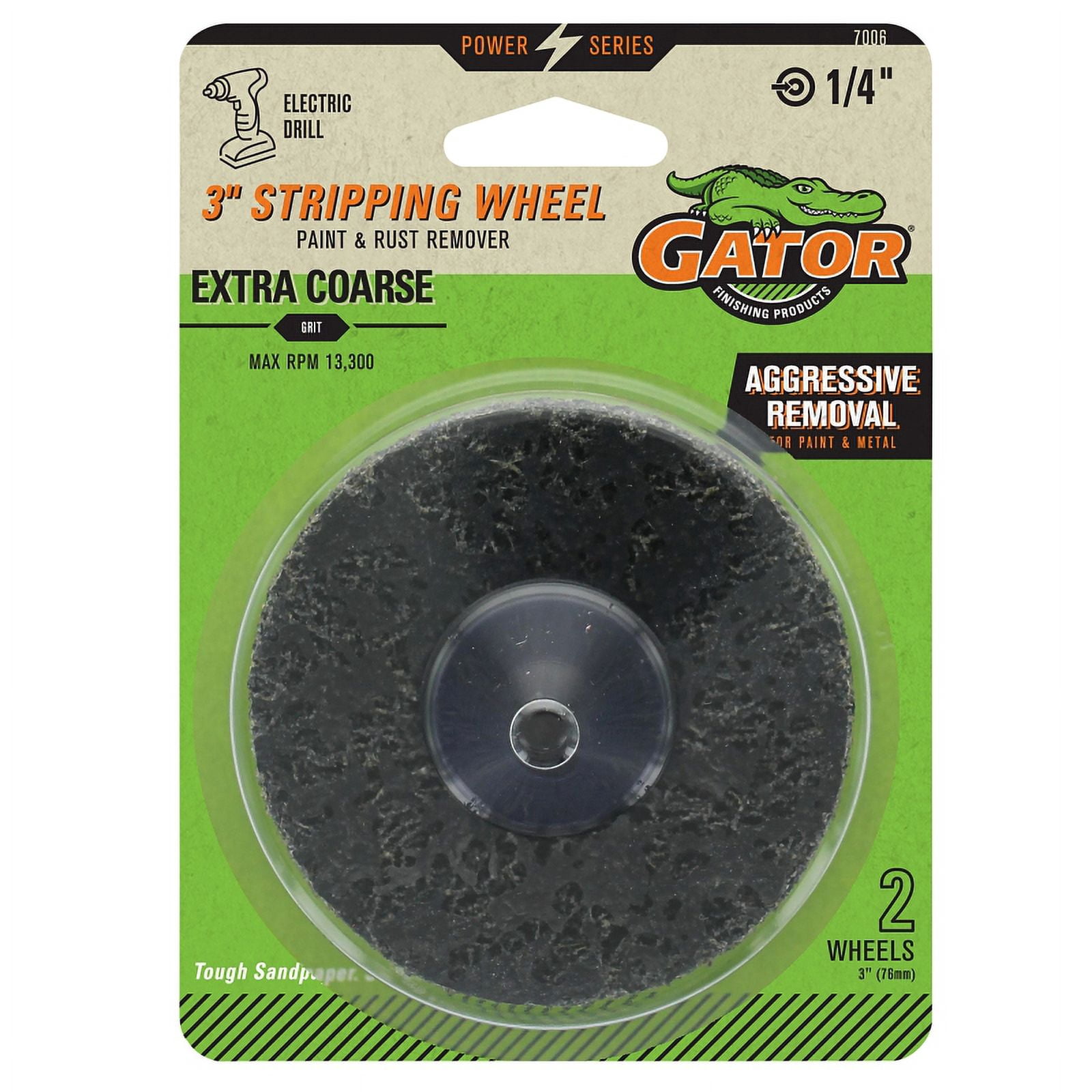 Gator 7006GA Stripping Wheel, 3 in Dia, 1/4 in Arbor, Extra Coarse ...