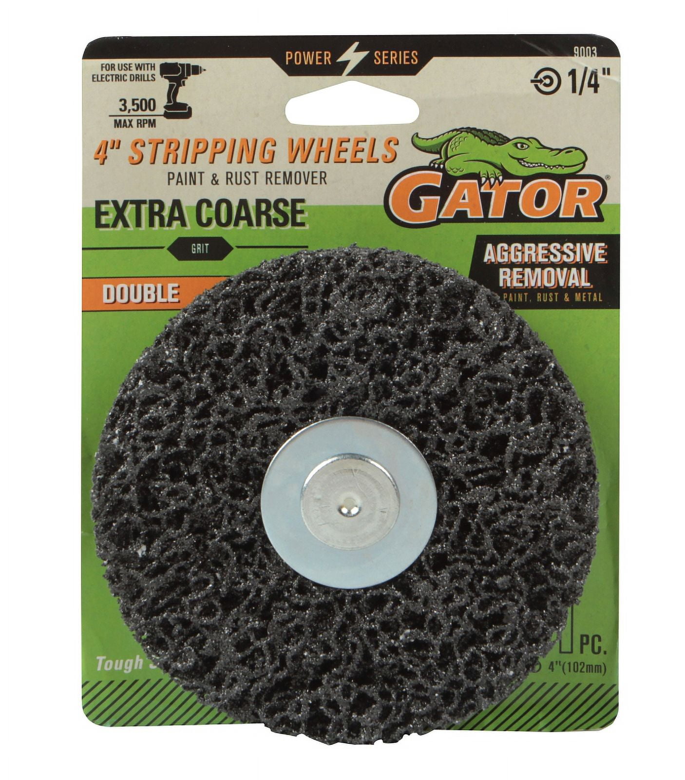 Gator 9003 Stripping Double Wheel, 4 in Dia, 1/4 in Arbor, Extra Coarse ...
