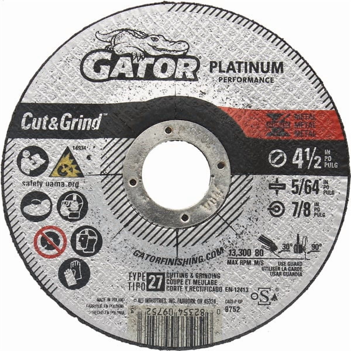 Gator 9752 Cut-Off Wheel, 4-1/2 in Dia, 5/64 in Thick, 7/8 in Arbor ...